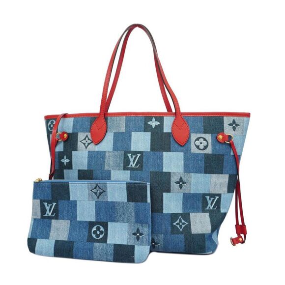 Louis Vuitton | Bags | Louis Vuitton Neverfull Mm Blue Denim Jeans Tote ...